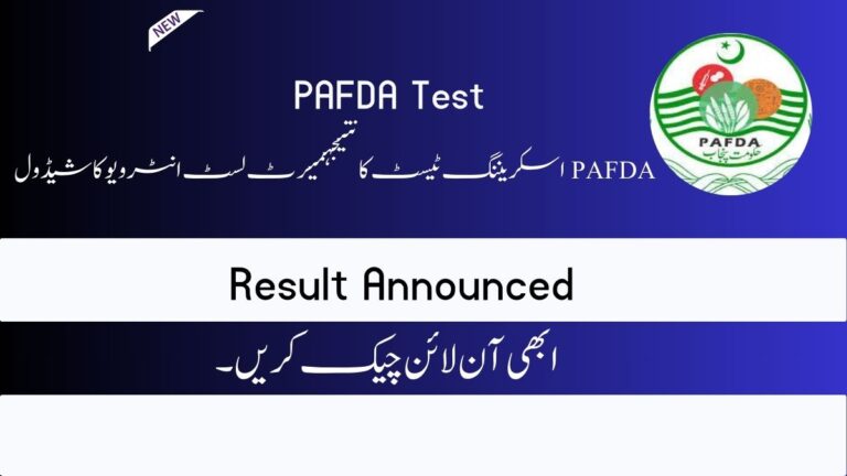 PAFDA Screening Test Result 2025 Merit List Interview Schedule